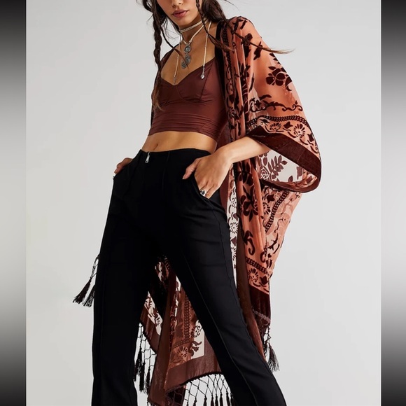 Lena Vie Boutique | Tops | Summer Boho Chic Soft Velvet Fringe Duster ...